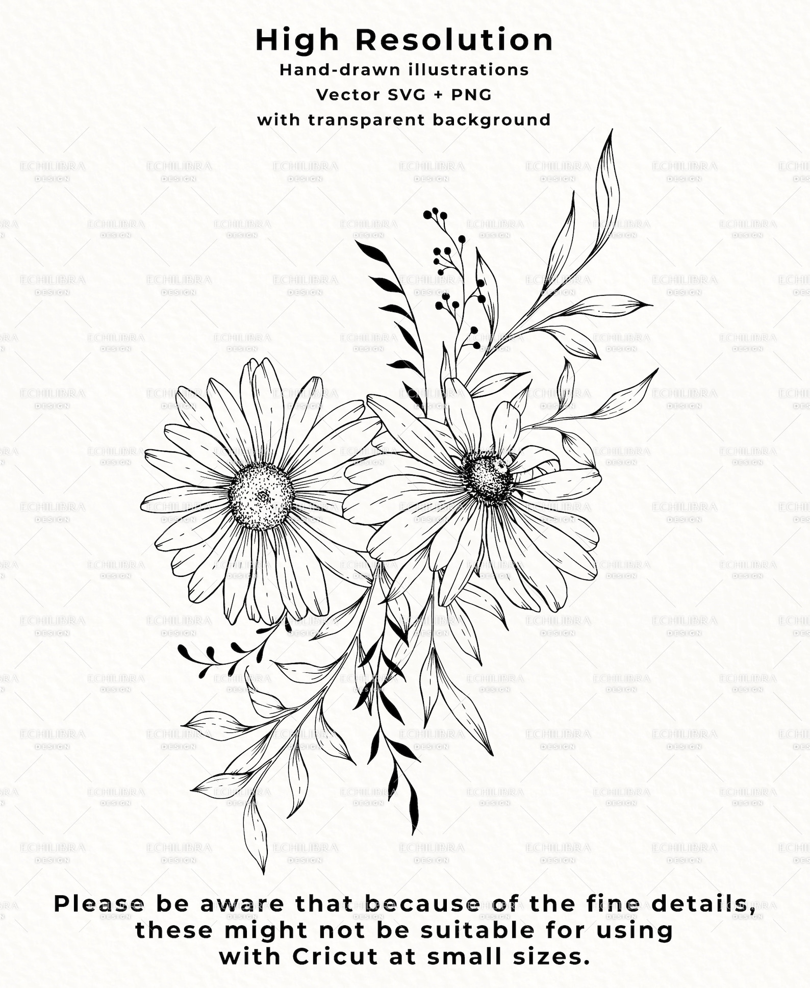 Wildflowers Line Art, Botanical Hand Drawn Line Art, Floral Line Art ...