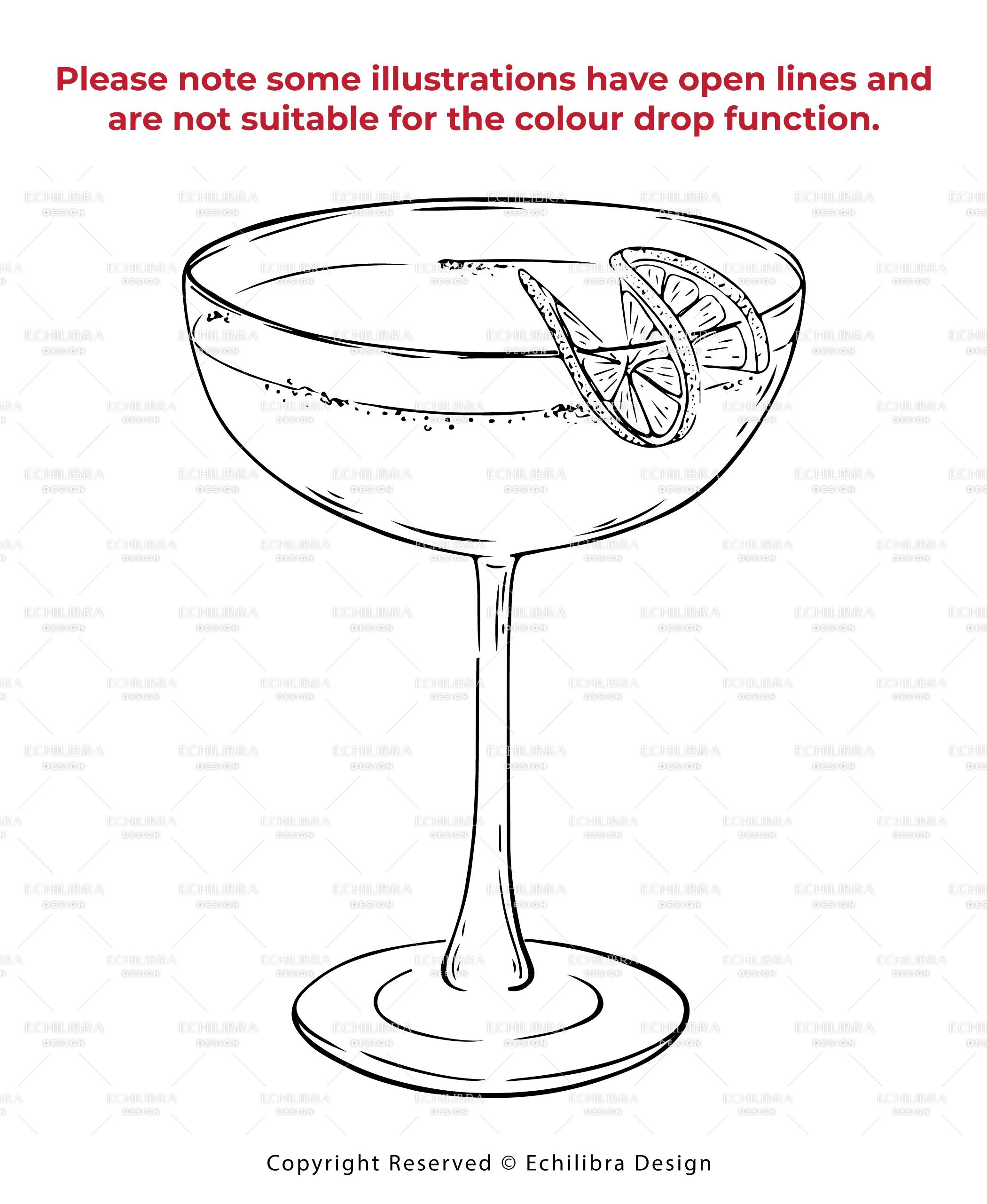 Cocktail Procreate Brush Stamps, Wedding Drink Illustrations (digital ...