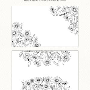 Daisy Floral Line Art Bundle, Daisy Botanical SVG, Clipart, Spring ...