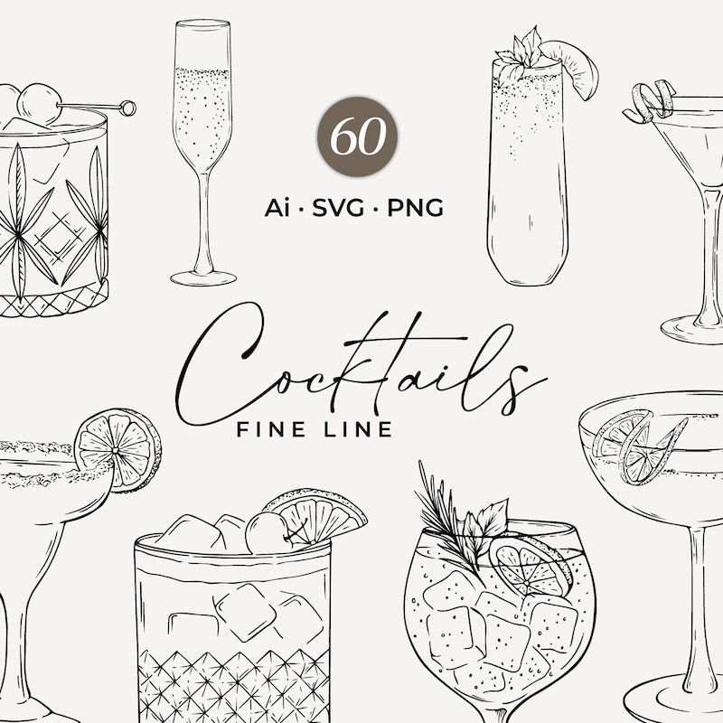 Hand Drawn Alcohol Vector - Etsy