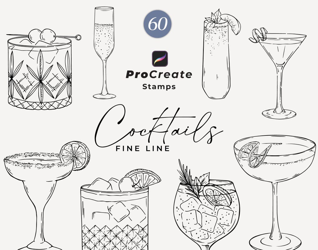 Cocktails Procreate Brush Stamps, Signature Cocktail , Procreate Drink ...