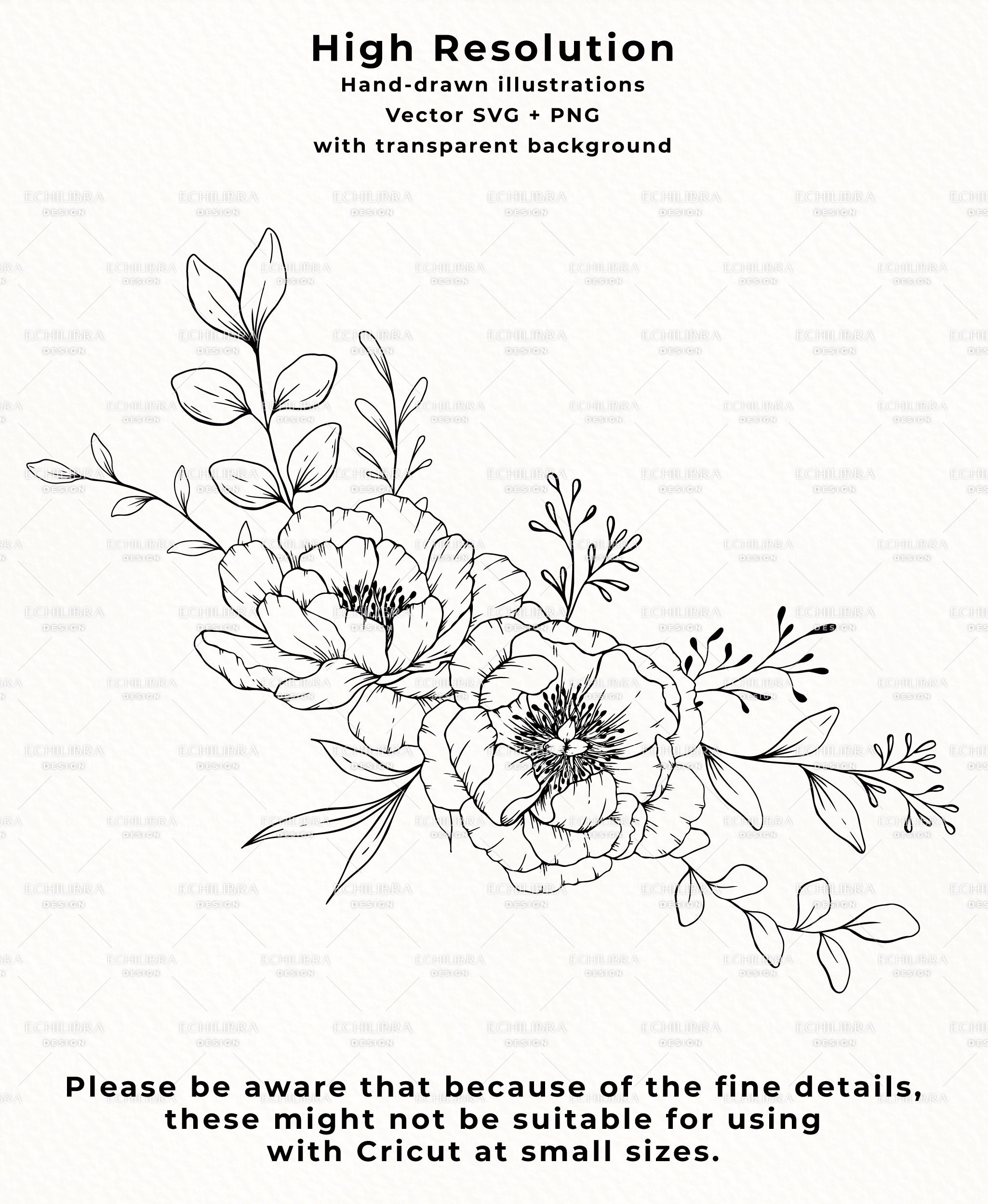 Peony Fine Line Artwork Garden Flowers Botanical Line Art - Etsy Australia