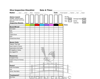 Hive Inspection Checklist for Hives Labeled by Number 1 2 - Etsy
