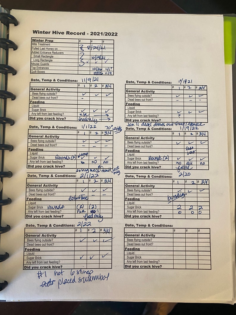 Record Keeping Bundle for Beekeepers- Inspection, Winter & Honey ...