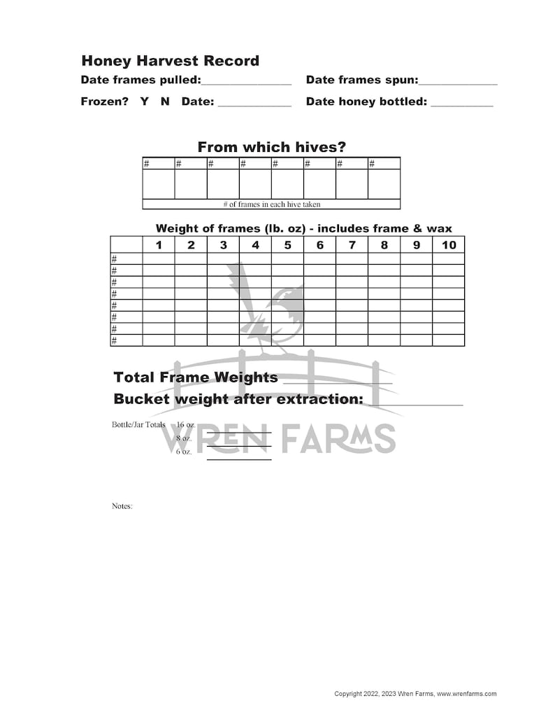 Record Keeping Bundle for Beekeepers- Inspection, Winter & Honey ...