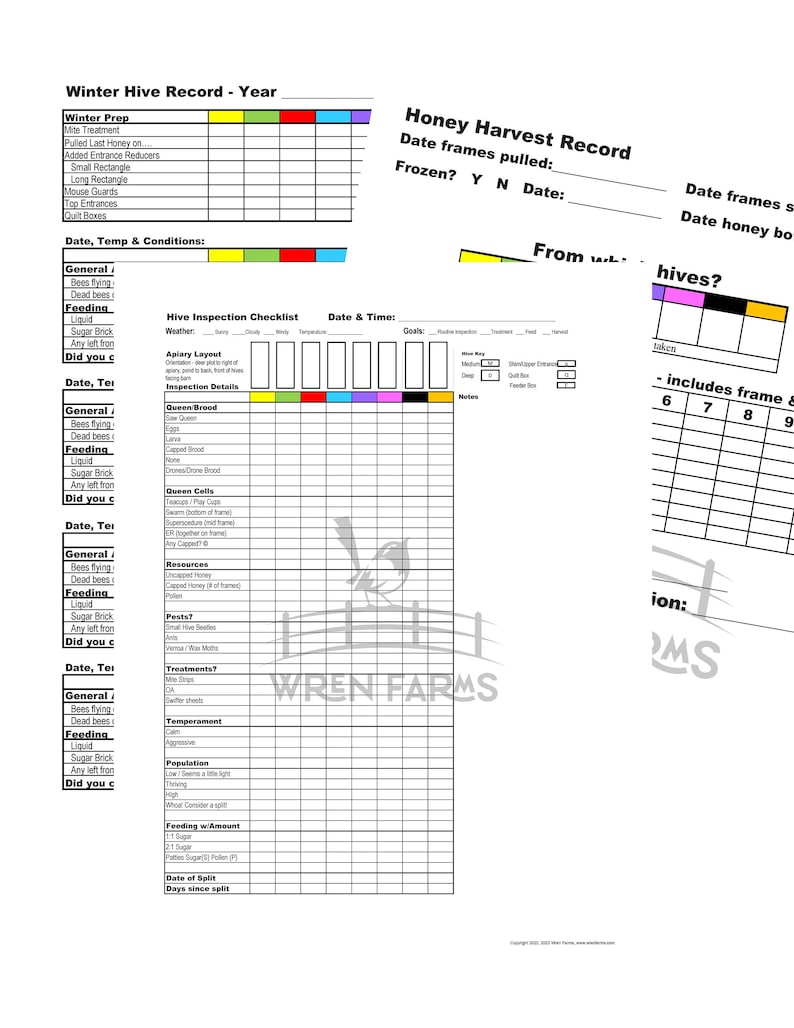 Record Keeping Bundle for Beekeepers- Inspection, Winter & Honey ...