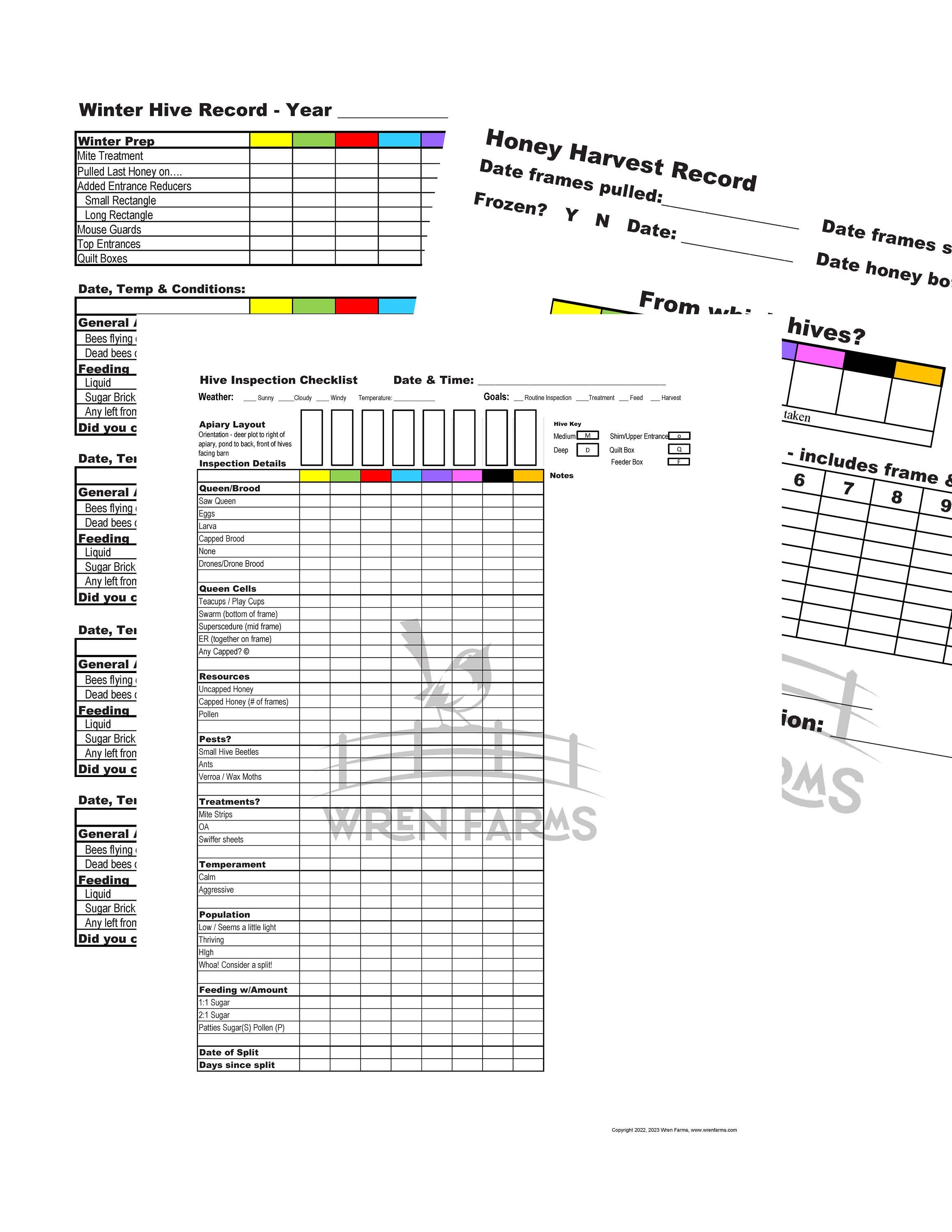 Record Keeping Bundle for Beekeepers- Inspection, Winter & Honey ...
