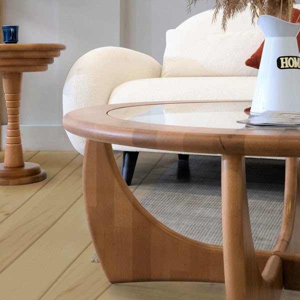 Large Round Coffee Table Wood - Etsy