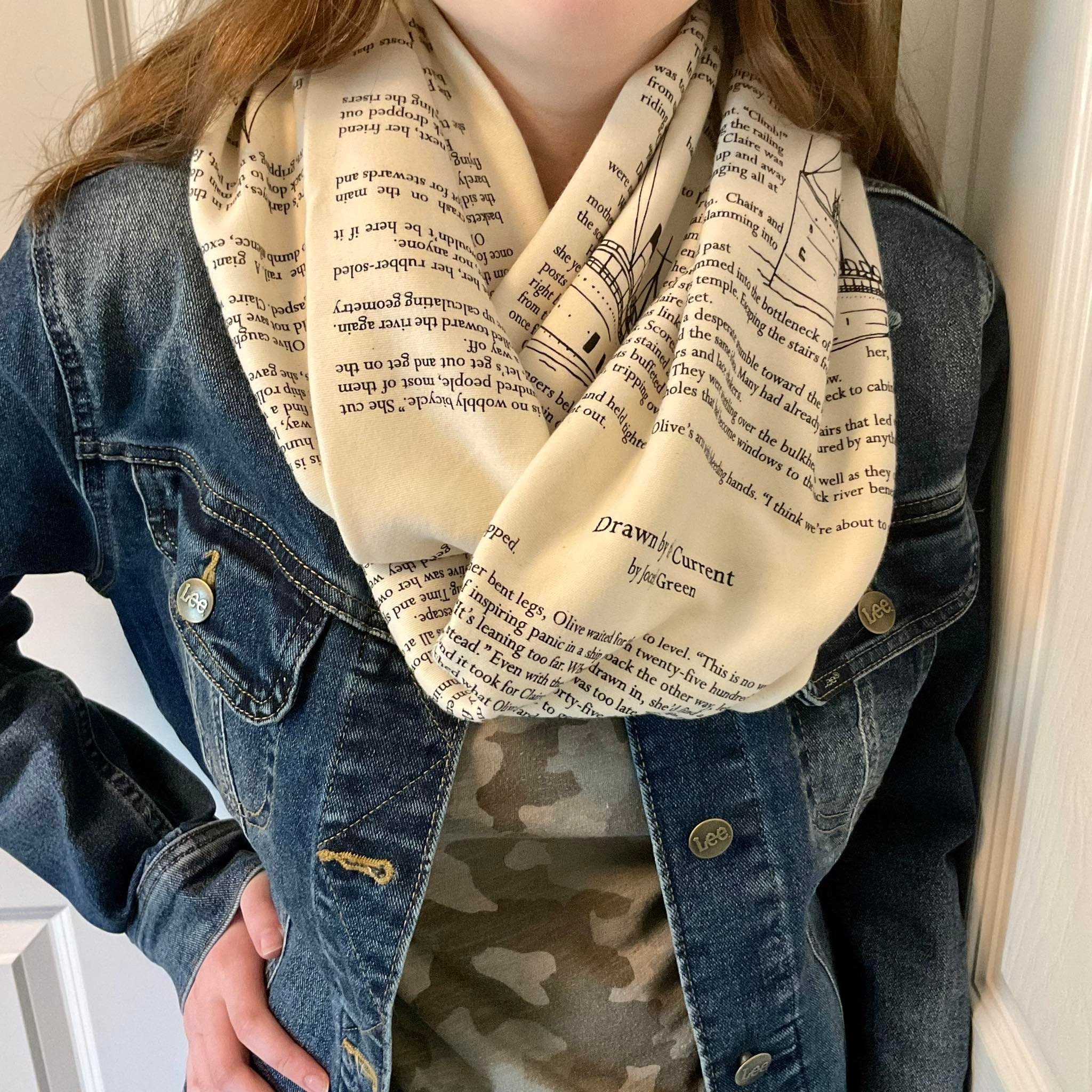 Drawn by the Current Book Scarf Infinity Scarf Booklovers Gift Gift for ...