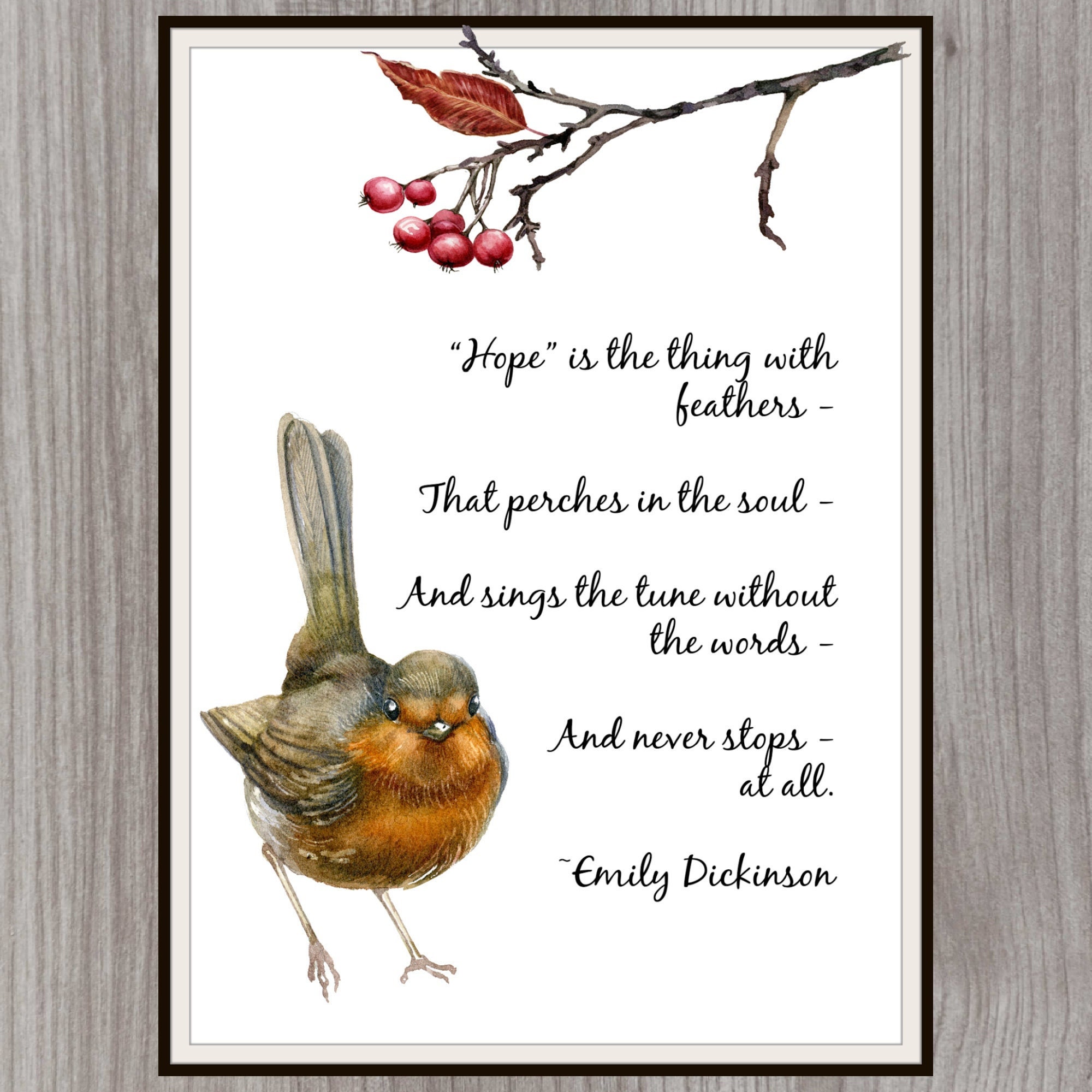 PRINTABLE * Hope is the Thing With Feathers * Emily Dickinson * Wall ...