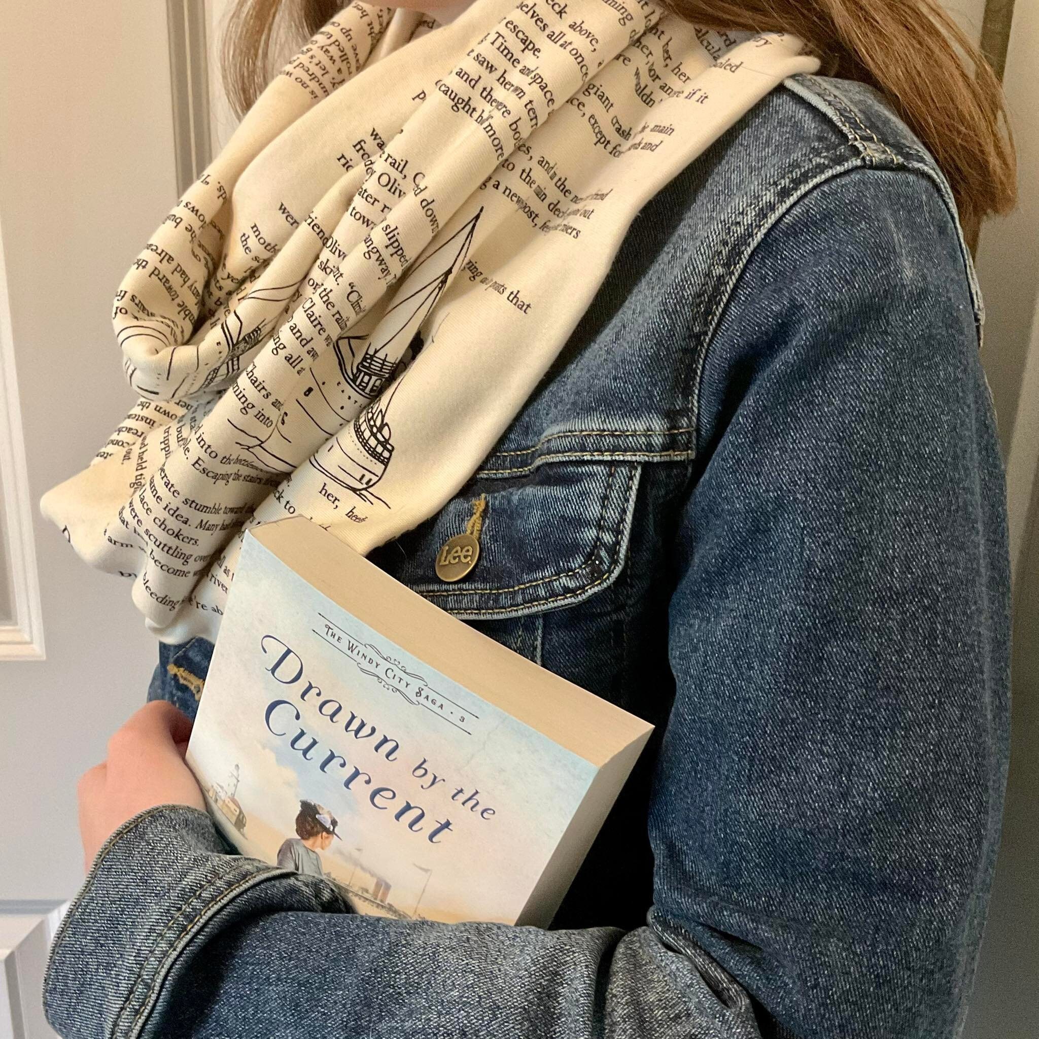 Drawn by the Current Book Scarf Infinity Scarf Booklovers Gift Gift for ...