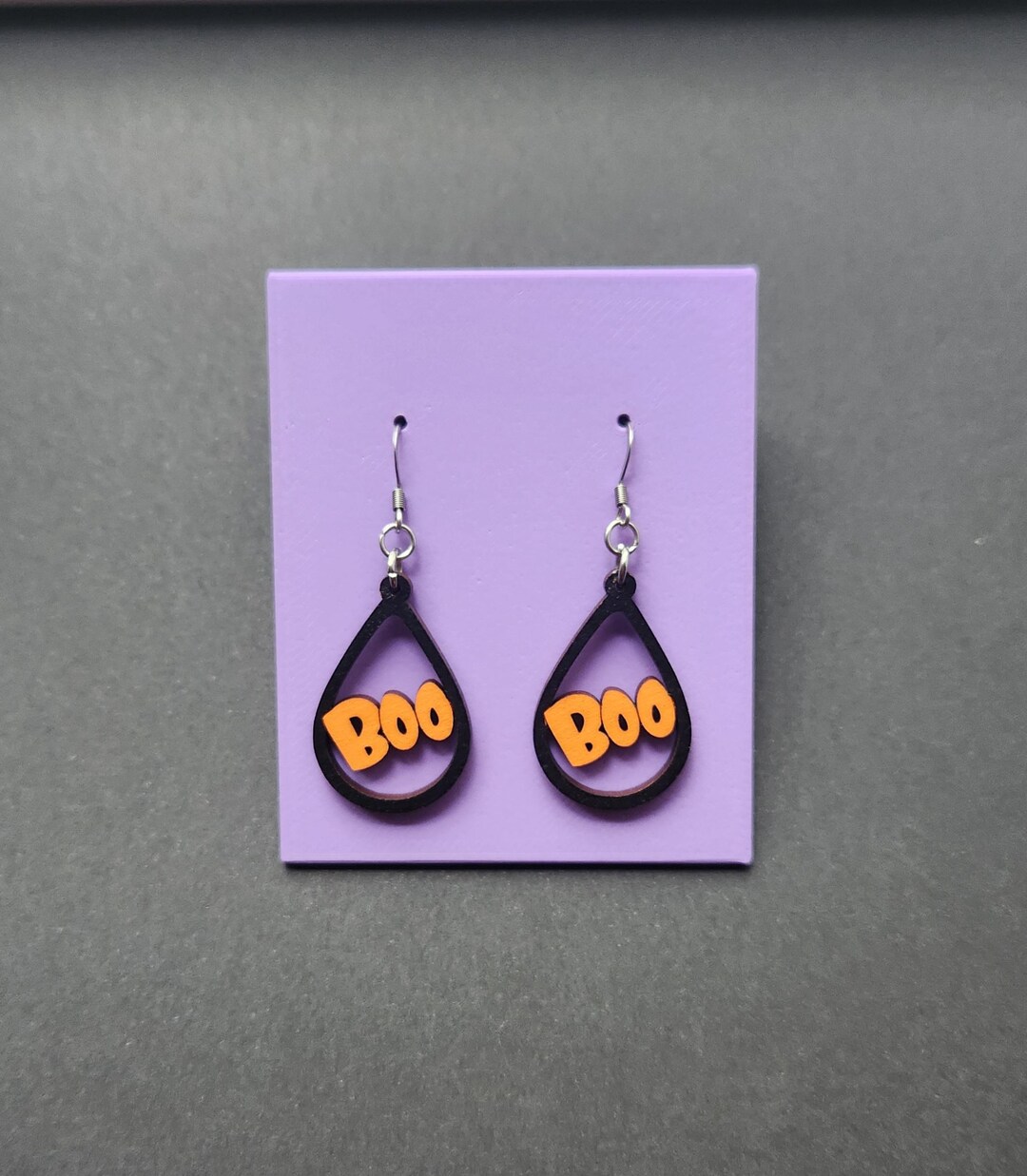 Boo Earrings, Hand-painted Wood Earrings, Halloween Earrings, Dangle ...