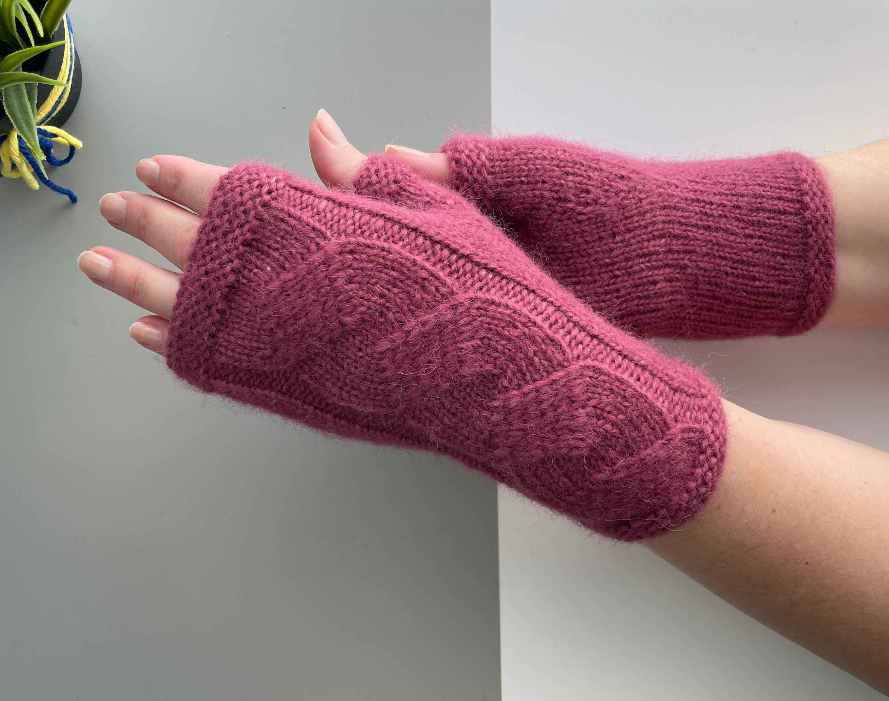 Fingerless Gloves Women Wrist Warmers Alpaca Mittens Winter Fingerless ...