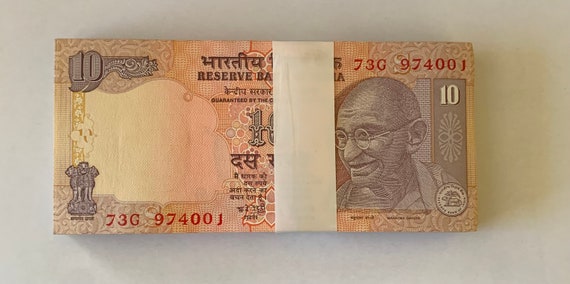 GANDHI INDIA 10 Rupees Lot of 10 Bank Notes 2008 P-95m UNC - Etsy