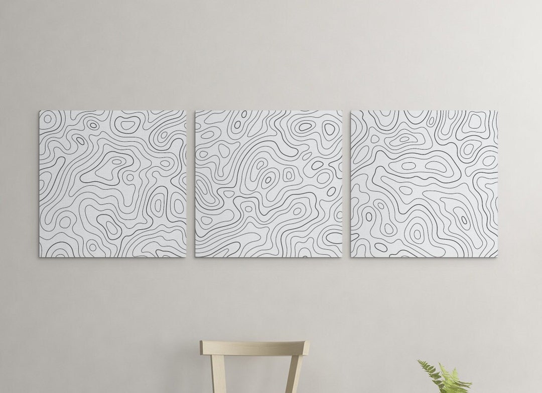 Topography Art Work Printable Wall Art Minimalist Design Black and ...