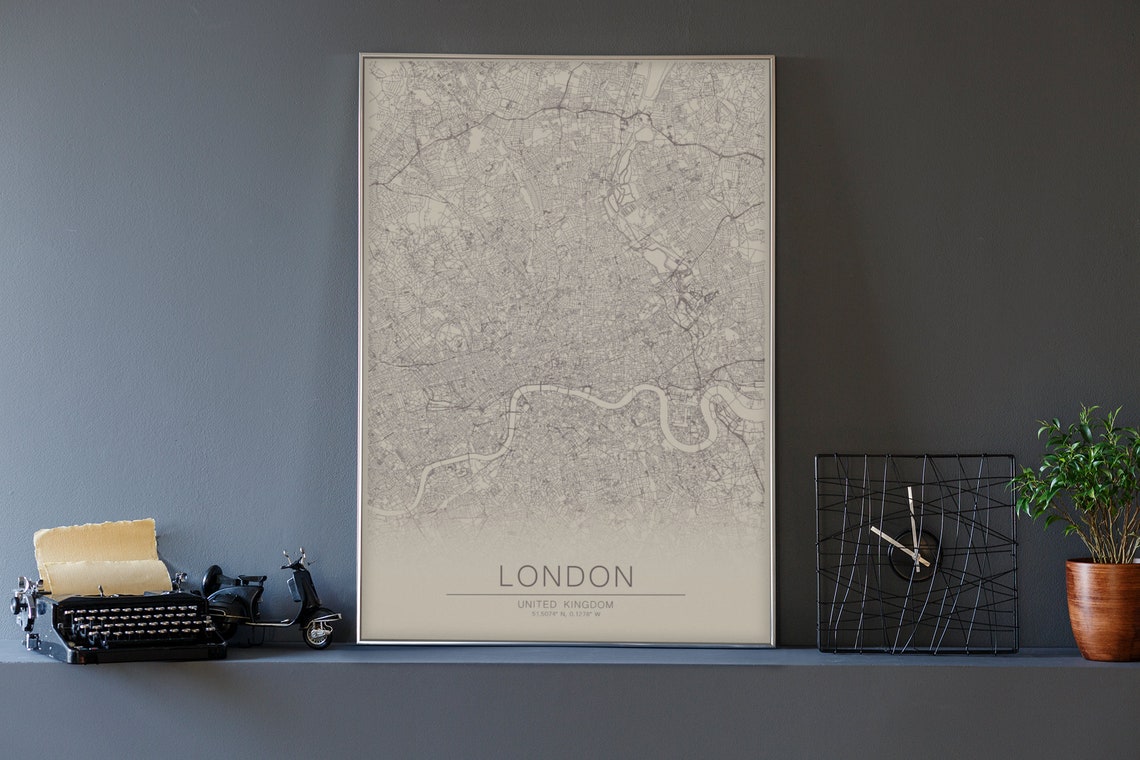 LONDON MAP High Res Map Map of London London City Map - Etsy