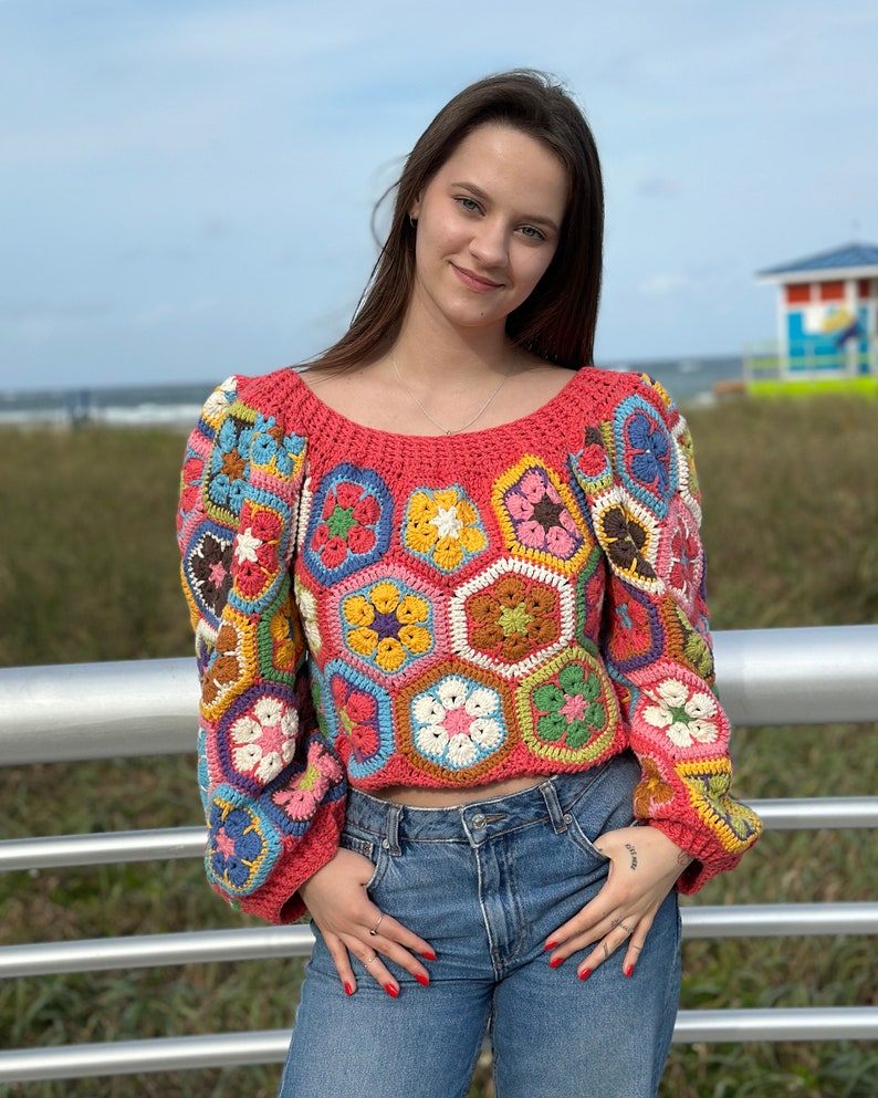 Crochet Vintage Floral Sweater PDF Pattern (instant Download), Crochet ...