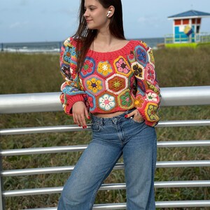 Crochet Vintage Floral Sweater PDF Pattern (instant Download), Crochet ...