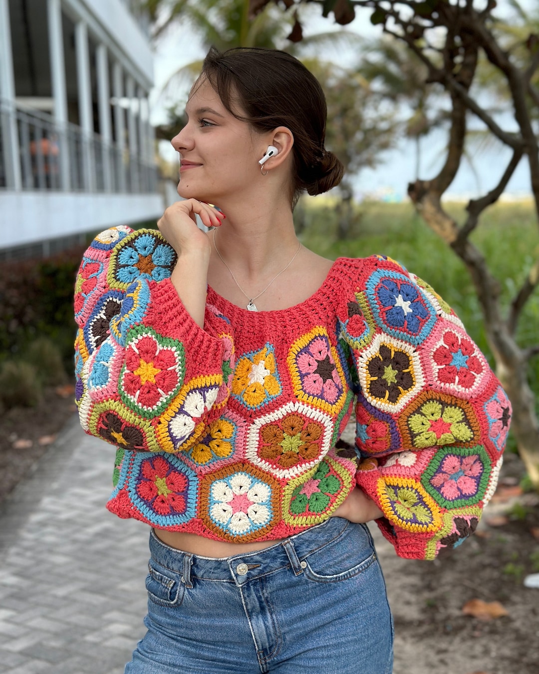 Crochet Vintage Floral Sweater PDF Pattern (instant Download), Crochet ...