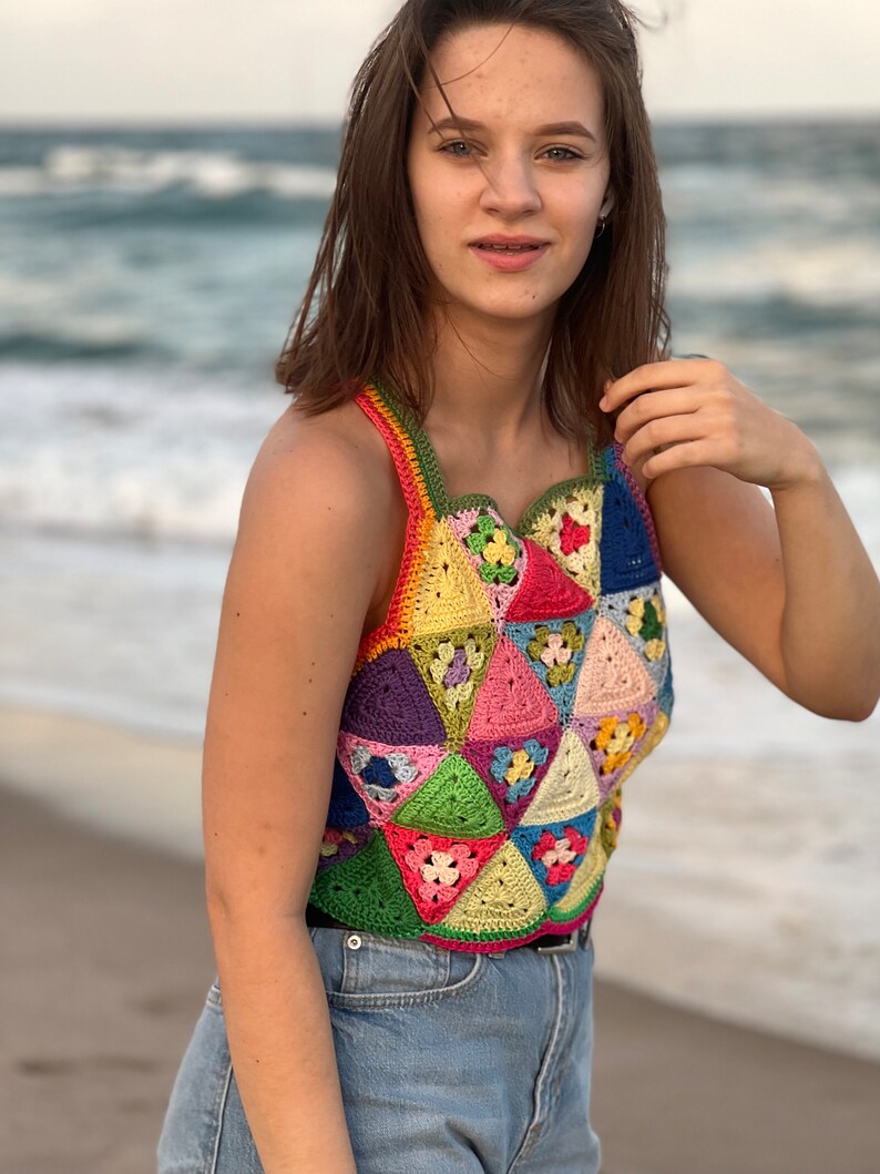4 Crochet Patterns Granny Square Bralette Triangle Summer - Etsy