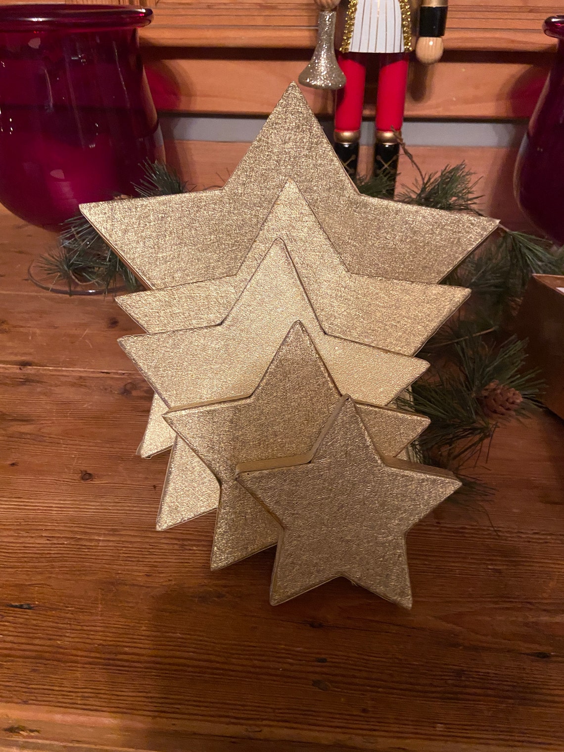 Five-piece Assorted Gold Star Gift Boxes in Various Sizes Golden ...