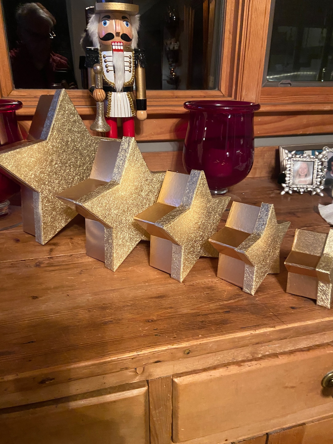 Five-piece Assorted Gold Star Gift Boxes in Various Sizes Golden ...