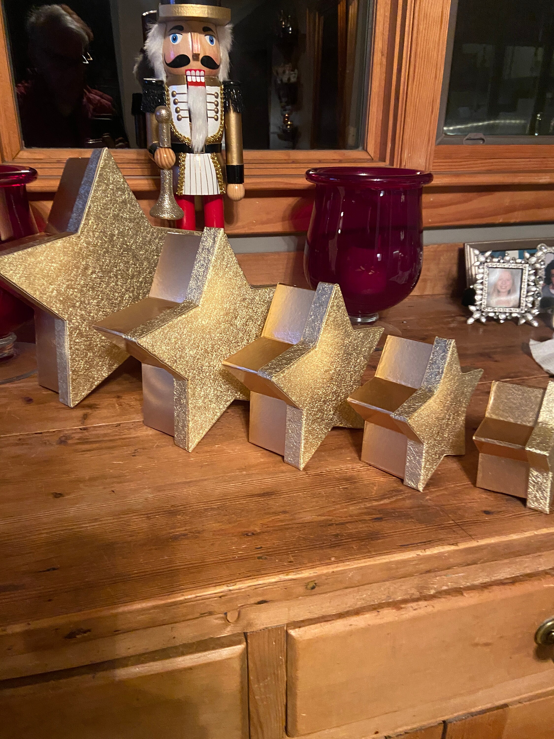 Five-piece Assorted Gold Star Gift Boxes in Various Sizes Golden ...