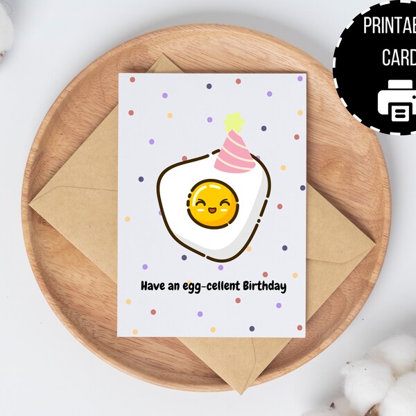Egg Printable Birthday Card - Etsy
