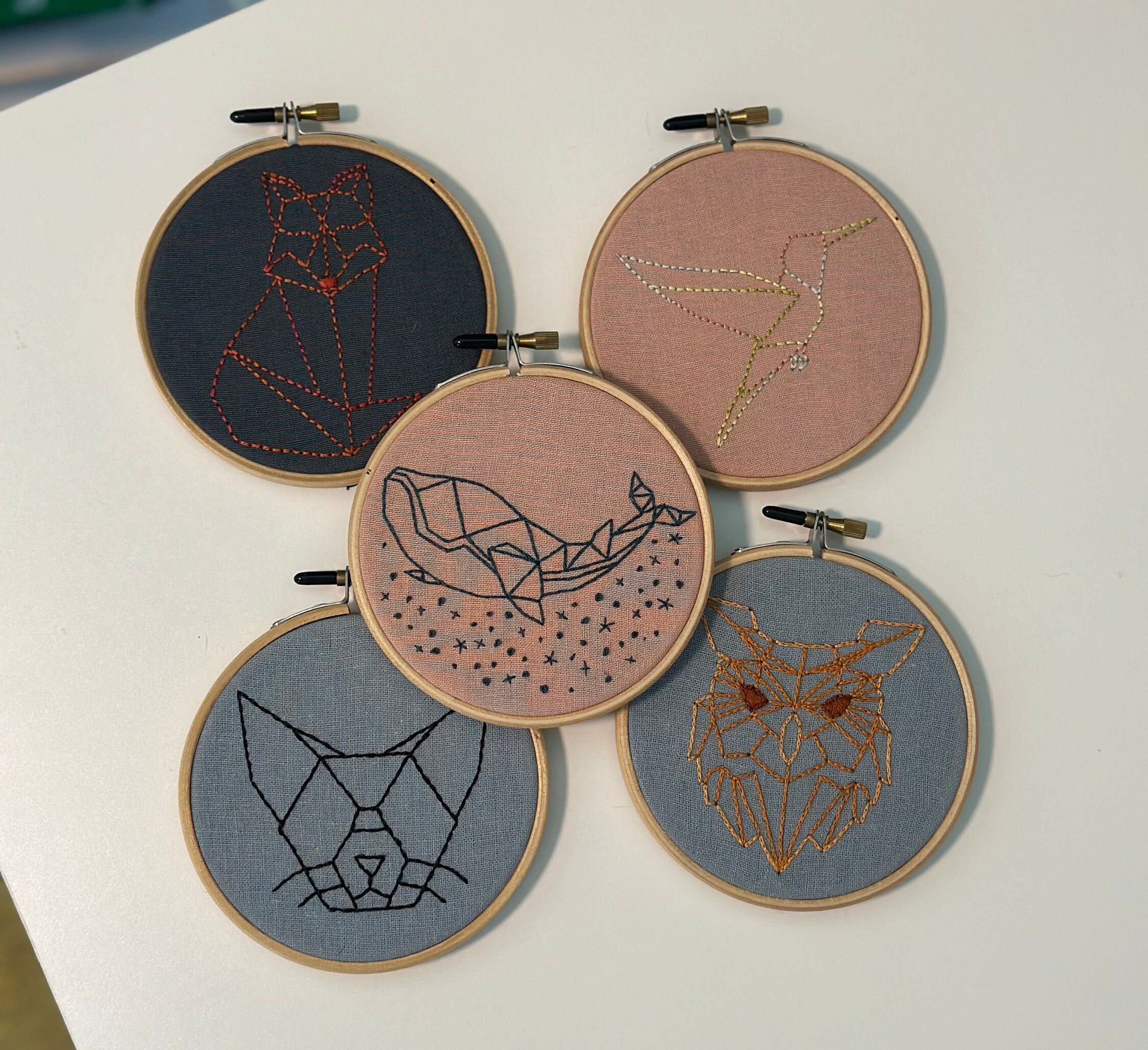 Geometric Animals Hand Embroidered Hoop - Etsy