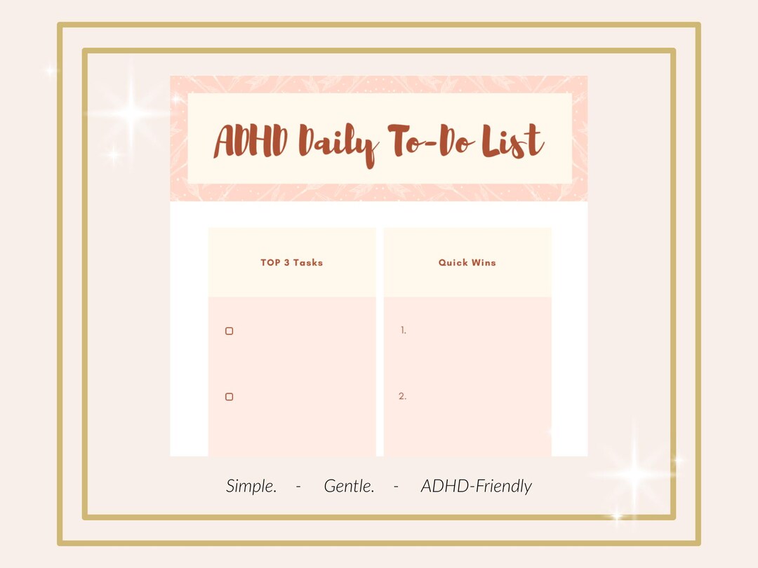 ADHD Daily To-do List Printable | Simple ADHD Planner | Gentle ...