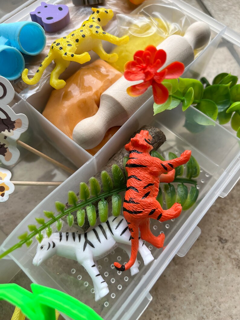 Safari Wild Animal Playdough Sensory Kit - Etsy