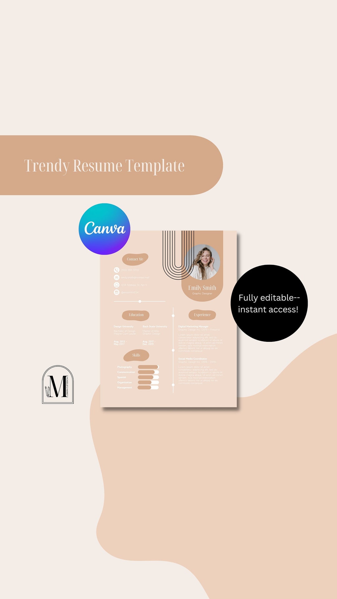 Trendy Resume Template - Etsy