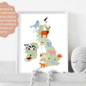 UK ANIMALS PRINT | Kids Bedroom Map | Animal Print | Childrens Room ...
