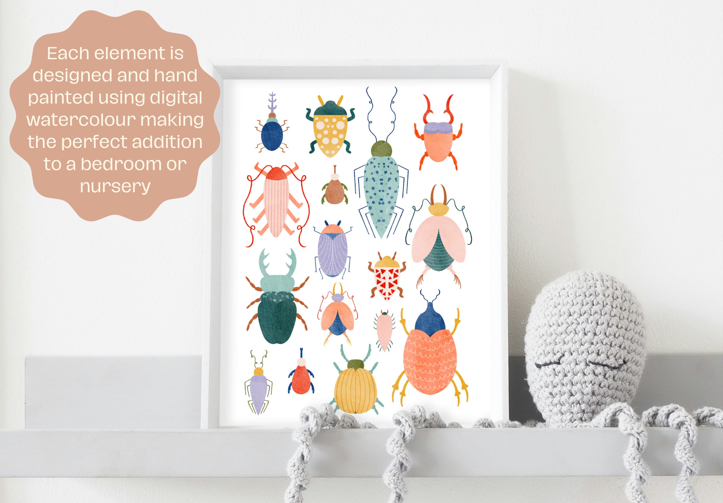BUG BONANZA PRINT | Kids Bedroom Nursery Playroom Poster | Insect ...