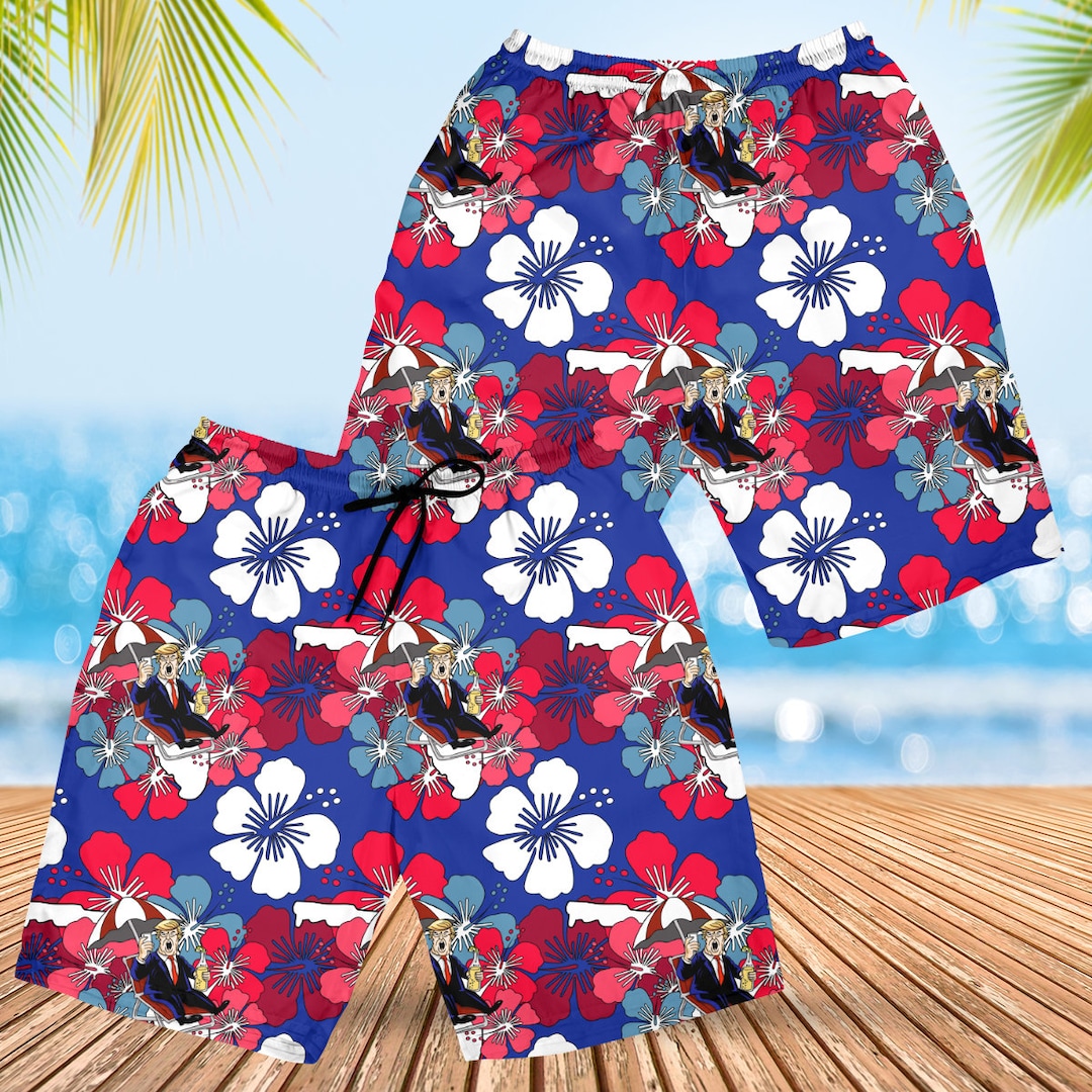 Mens Trump 2024 Hawaiian Board Shorts Reelect Trump, MAGA 2024, Trump ...