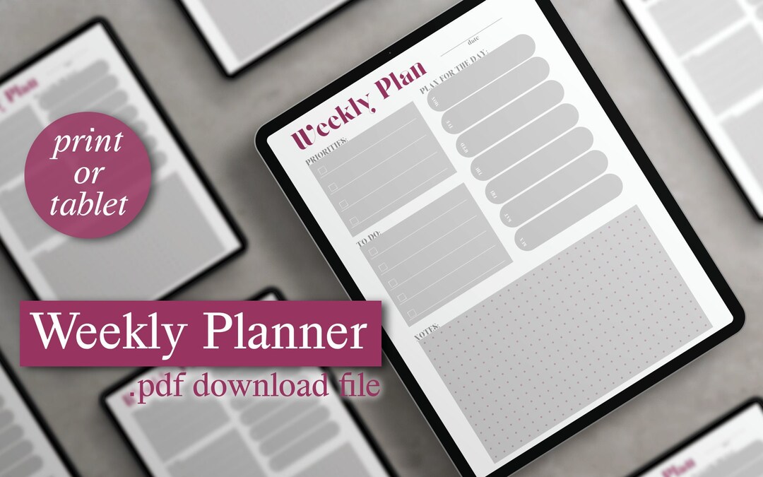 Weekly Planner, Digital Planner, Daily Planner, Monthly, Minimal ...