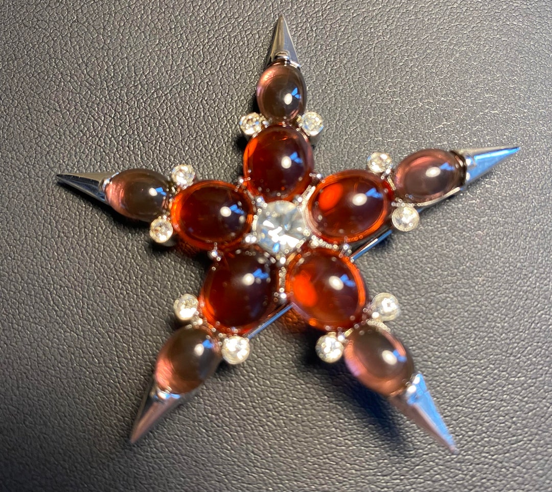 Nina Ricci Brooch. Starburst. Rhodium Plated W Handset Cabochons and ...