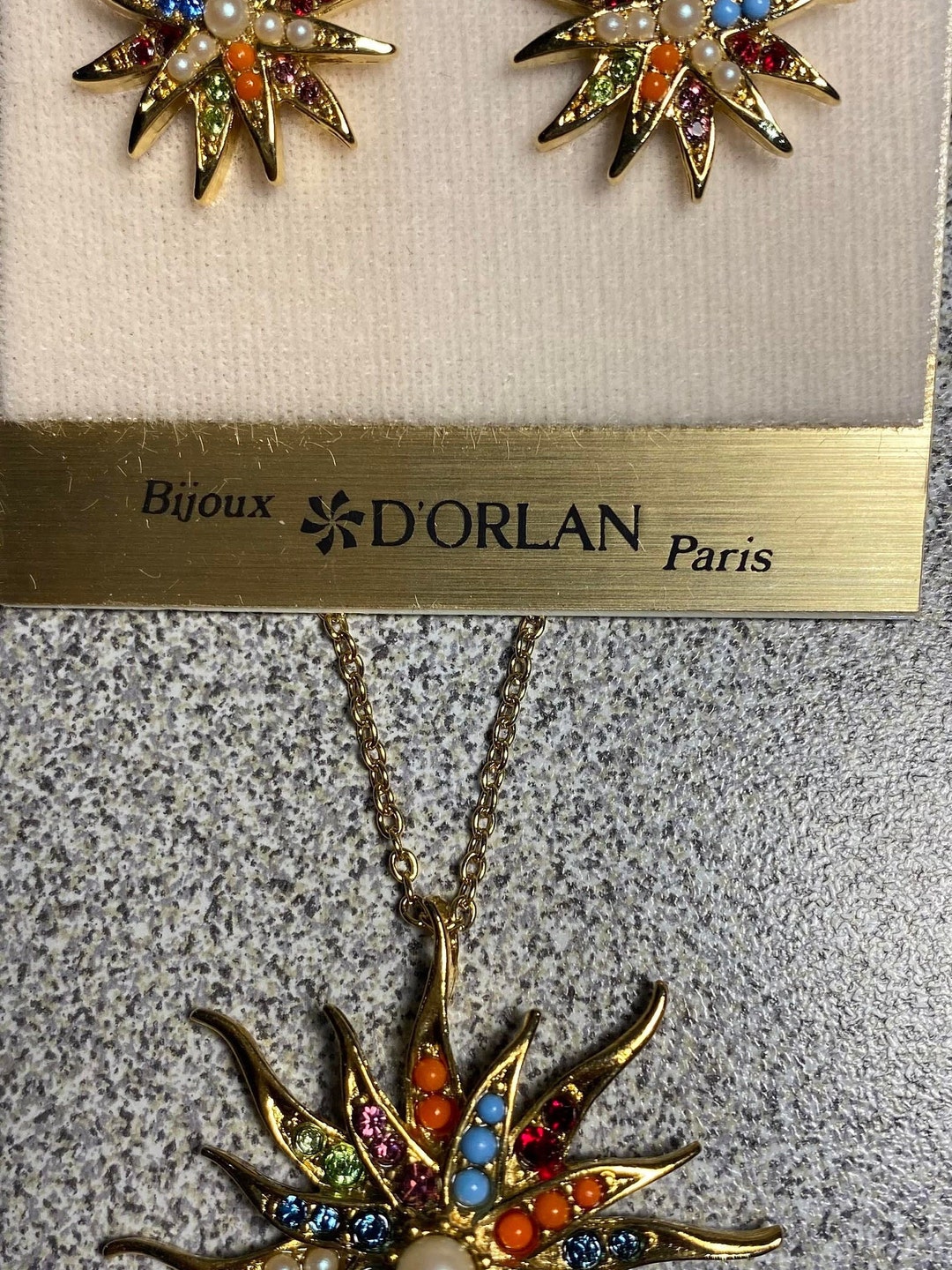 D'orlan Buried Treasure Pendant & Earrings, 22kt Gold Swarovski Crystal ...