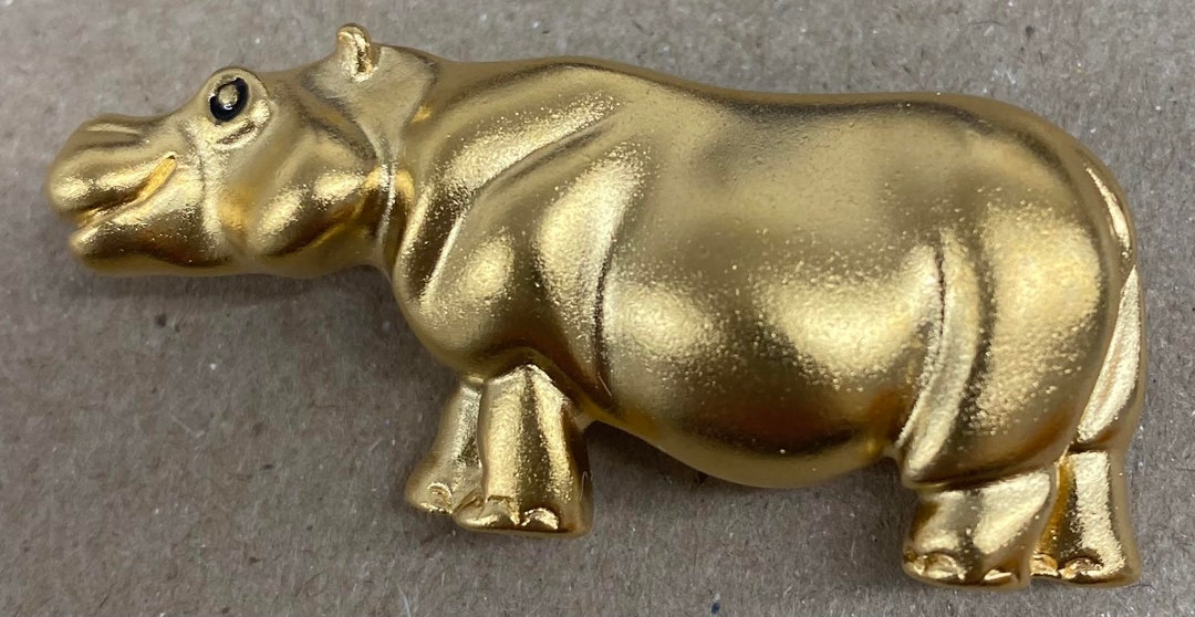 D'orlan Signed Hippo Brooch. Triple 22kt Gold Plated. Designer ...