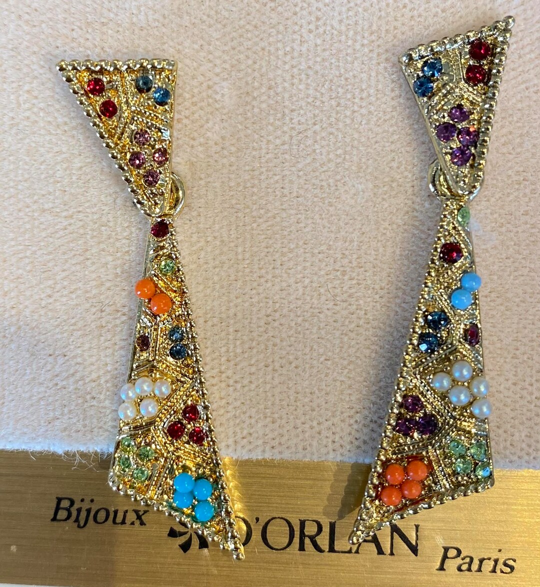 D'orlan Buried Treasure Rare Pair of Pierced Multi Earrings. Triple ...