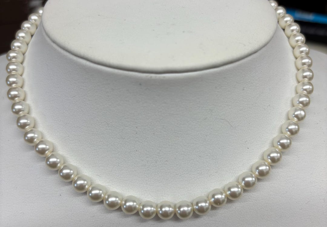 Rachel Pearl Necklace, White Pearls, 15 Inches, 3 - 6 Mm Graduated ...