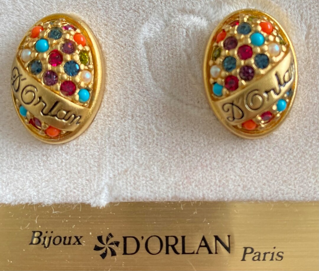 D'orlan Buried Treasure Signed Pierced Earrings. Triple 22kt Gold ...