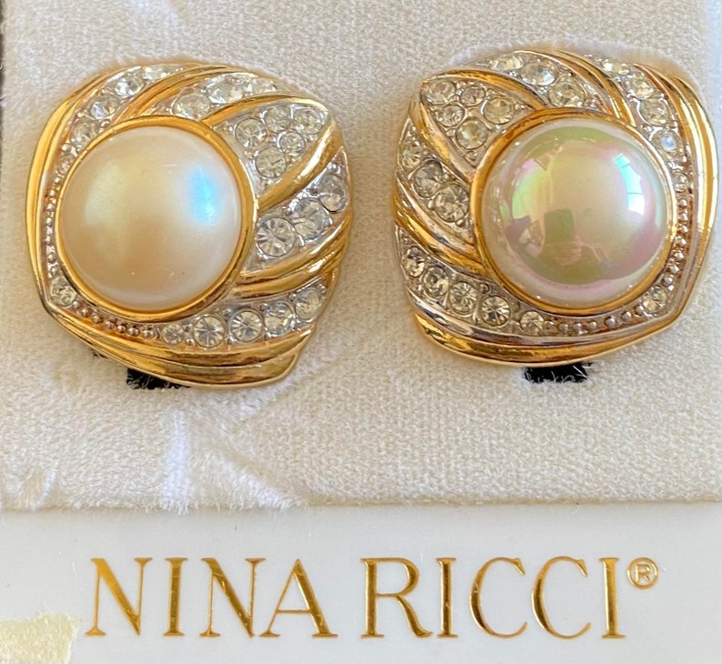 Nina Ricci Clip Earrings. Beautiful Pearl Surrounded by ...