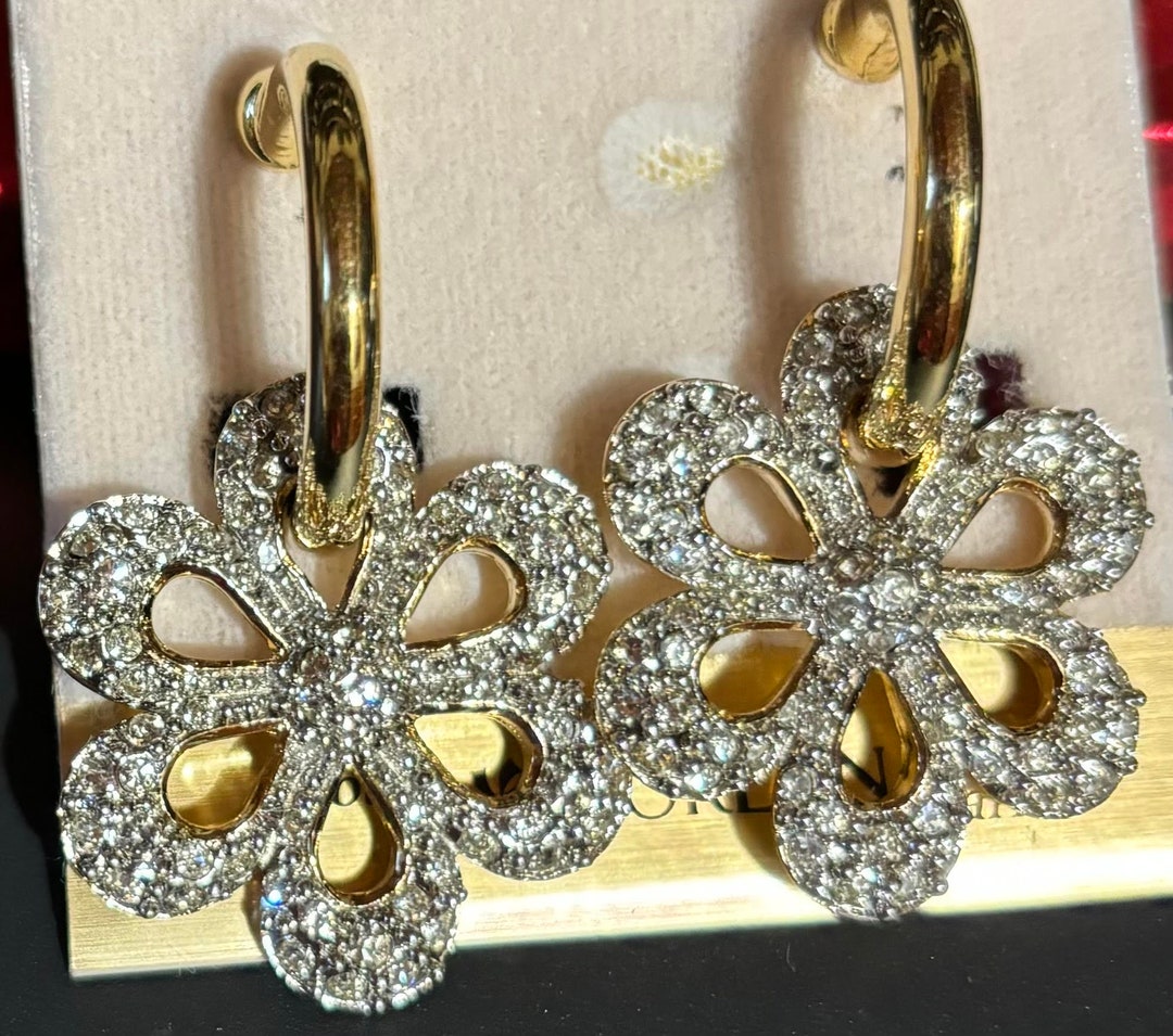 D'orlan Clip Earrings. Triple 22kt Gold With Floral Drop. Handset ...