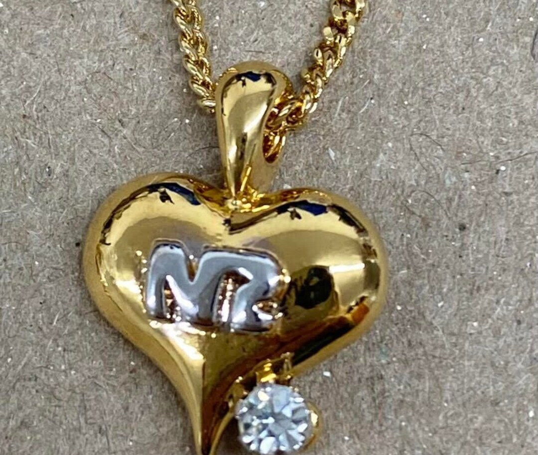 Nina Ricci Signed LOGO Pendant. Triple 22kt Gold Plated W Rhodium ...