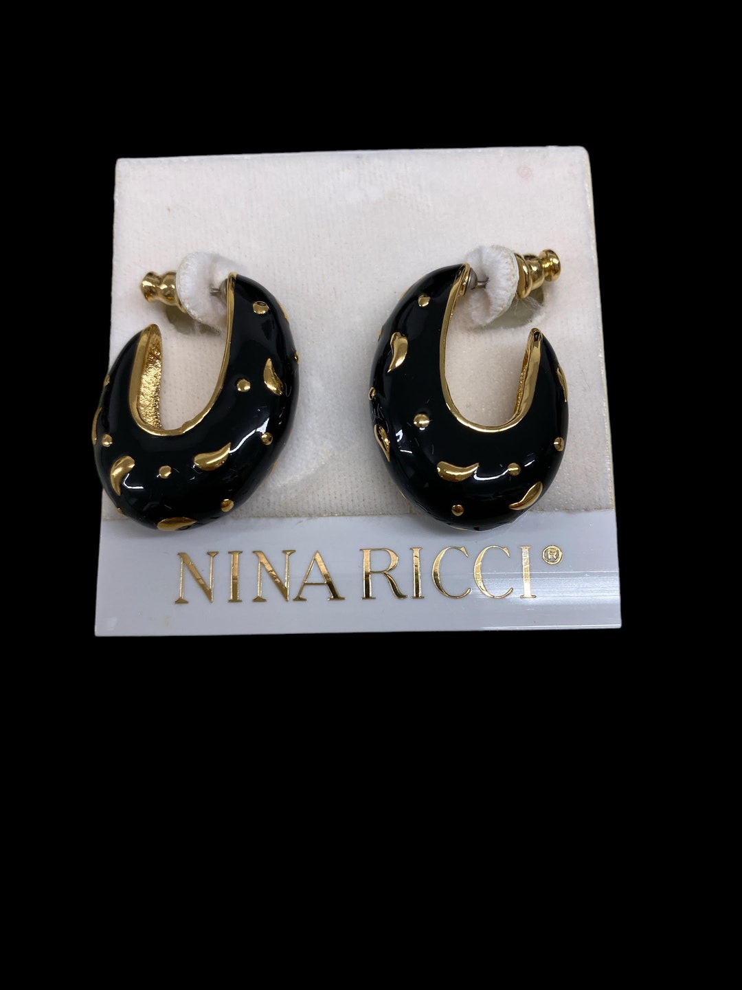 Nina Ricci Moon and Star Pierced Earrings. Triple 22kt Gold Plated W ...