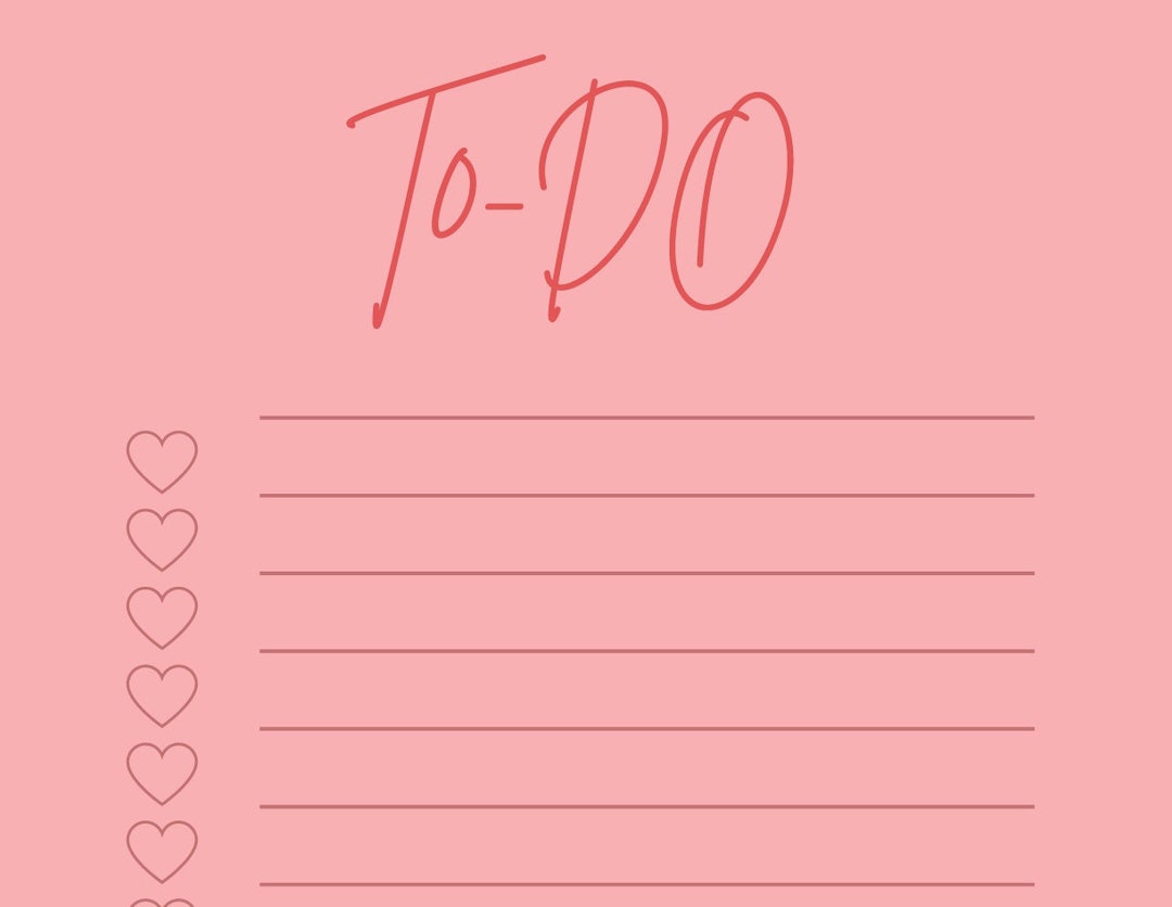 Pink Heart Daily To-do List Instant Download, Printable Productivity ...
