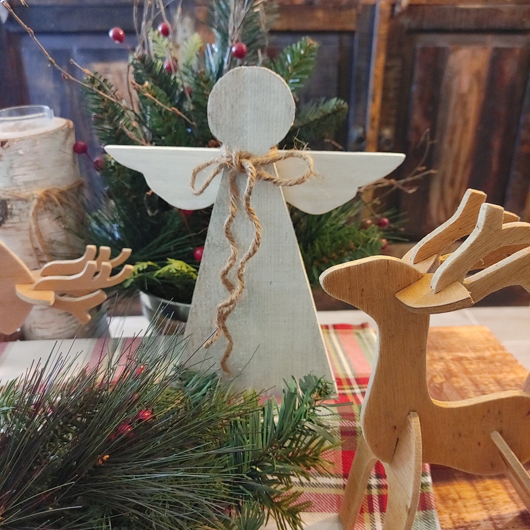 Angel Wooden Decor Holiday Decoration Rustic Winter Farmhouse Decor ...