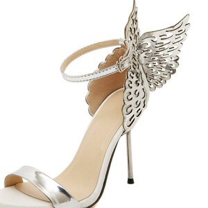 Horrace Silver Winged Sexy Elegance Heels With Buckle Womens - Etsy