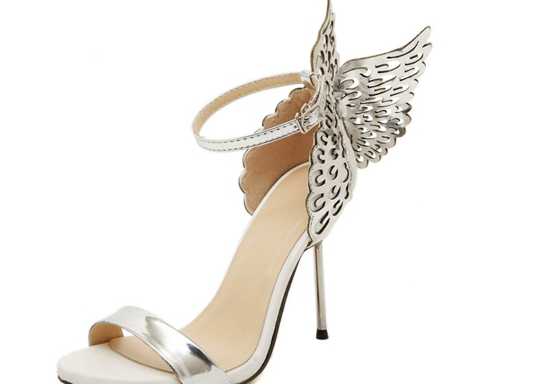 Horrace Silver Winged Sexy Elegance Heels With Buckle Womens - Etsy